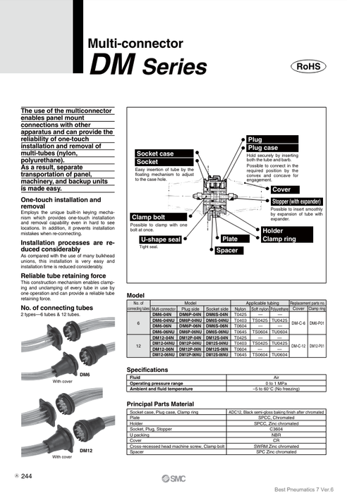 [SMC Pneumatics]Multi-Connector DM6S-04NU — Mechatalk